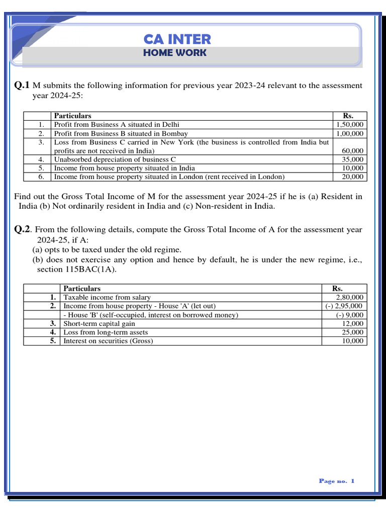CA Inter Homework 2 Day-3 | PDF