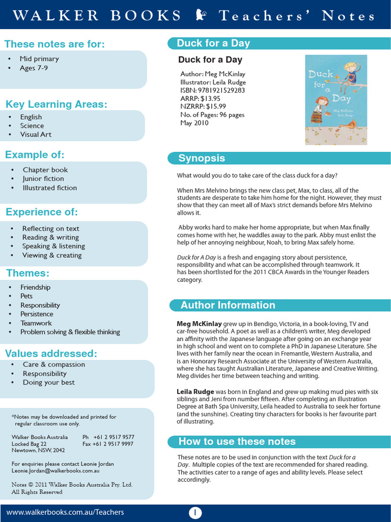 Duck For A Day | PDF | Pet