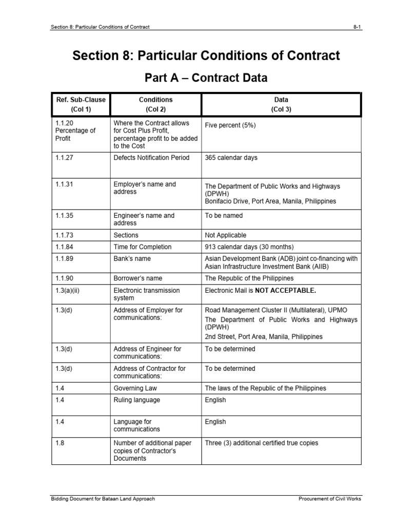 Particular Conditions of The Contract | PDF | Employment | Occupational ...