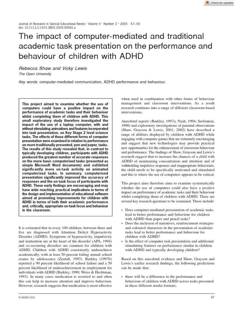 Research in Spec Educ Needs - 2005 - Shaw - The Impact of Computer Mediated and Traditional ...