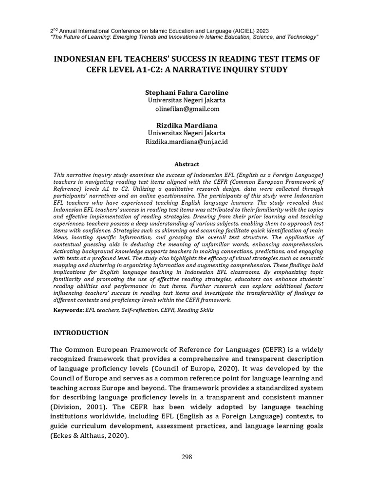 Cefr Level A1-C2 A Narrative Inquiry Study | PDF | Reading ...
