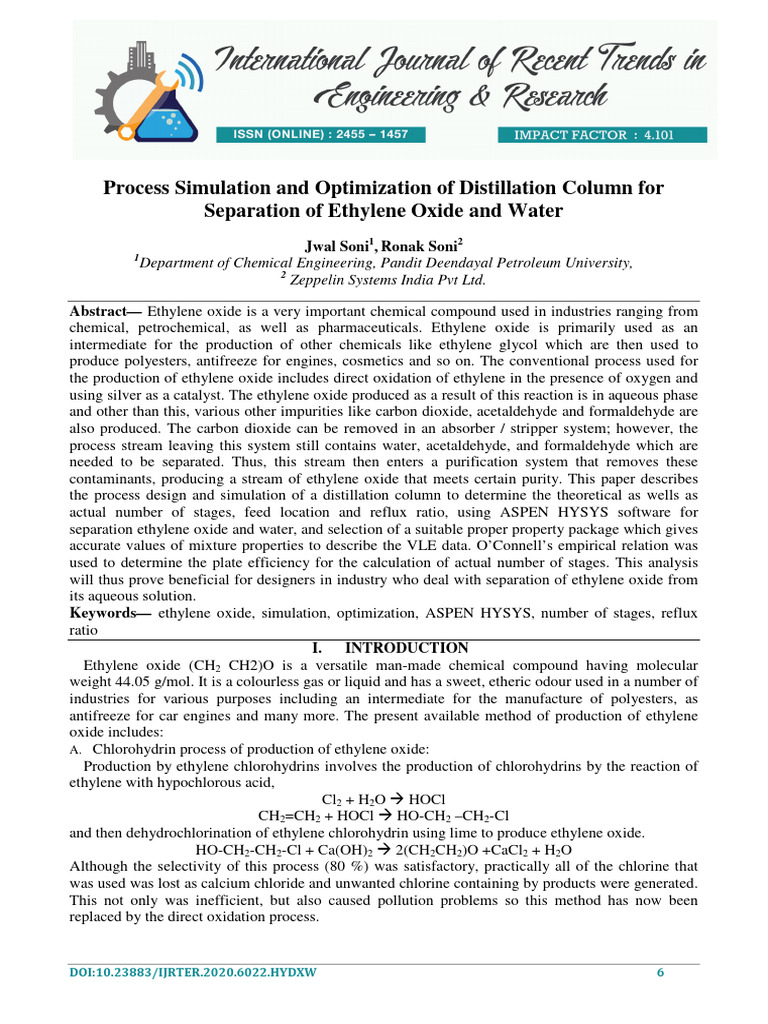 process-simulation-and-optimization-of-distillation-column-for-separation-of-ethylene-oxide-and ...