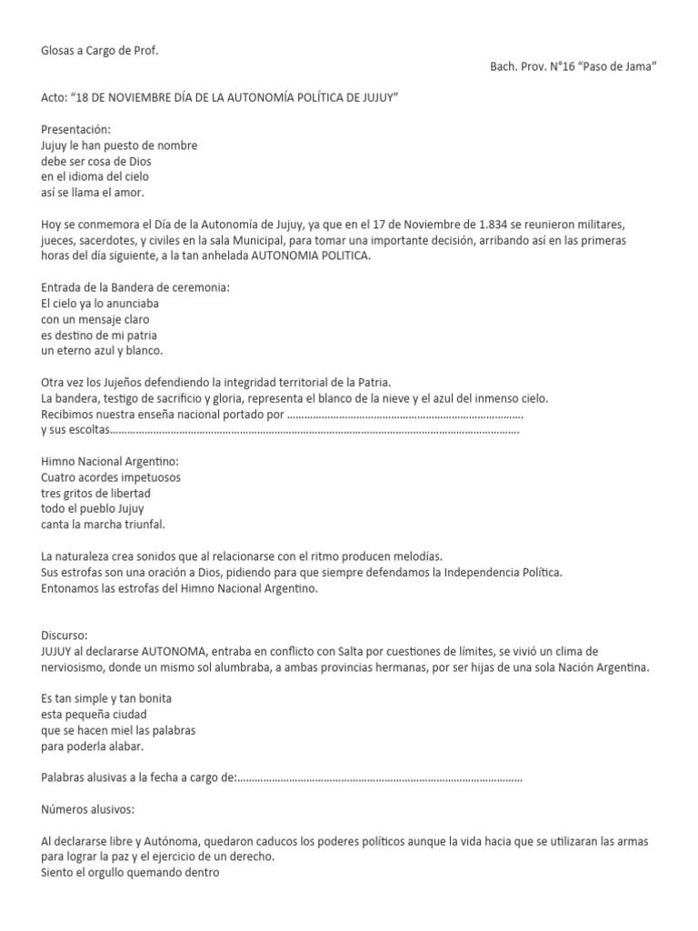 AUTONOMIA DE JUJUY Glosas-Acto-18-de-Nov | PDF AUTONOMIA DE JUJUY Glosas-Acto-18-de-Nov | PDF