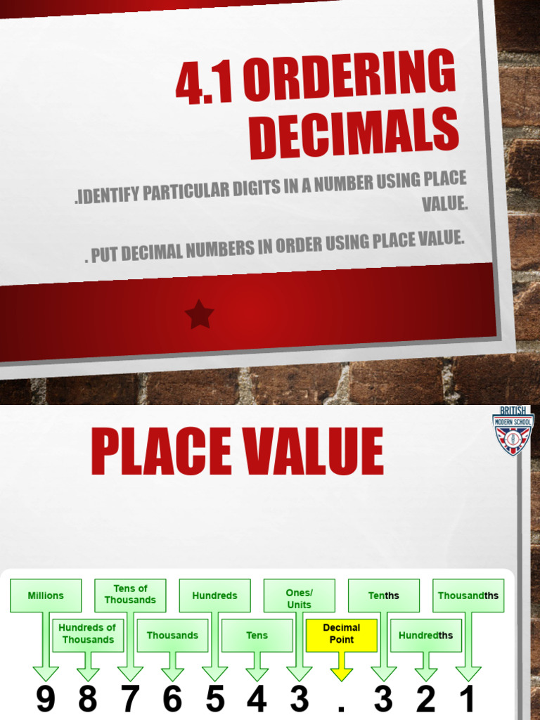Ordering Decimals by Place Value | PDF | Decimal | Naming Conventions