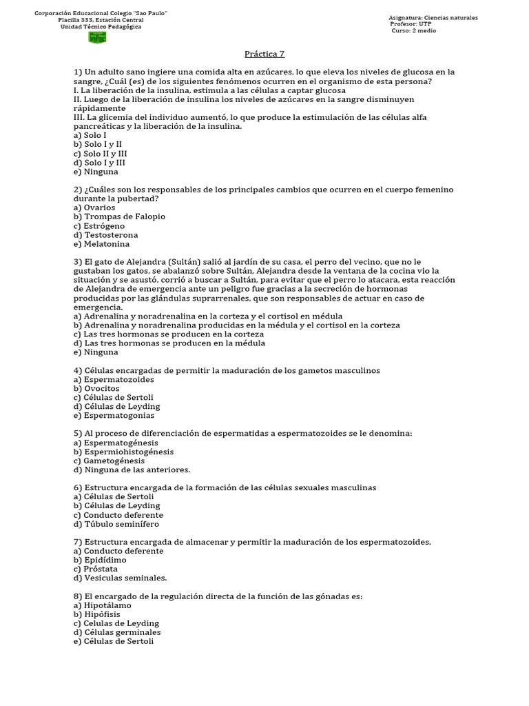 CN Practica7 II°M | PDF | Velocidad | Sistema endocrino