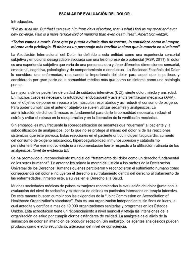 10 Escalas de Evaluacion Del Dolor | PDF | Dolor | Analgésico