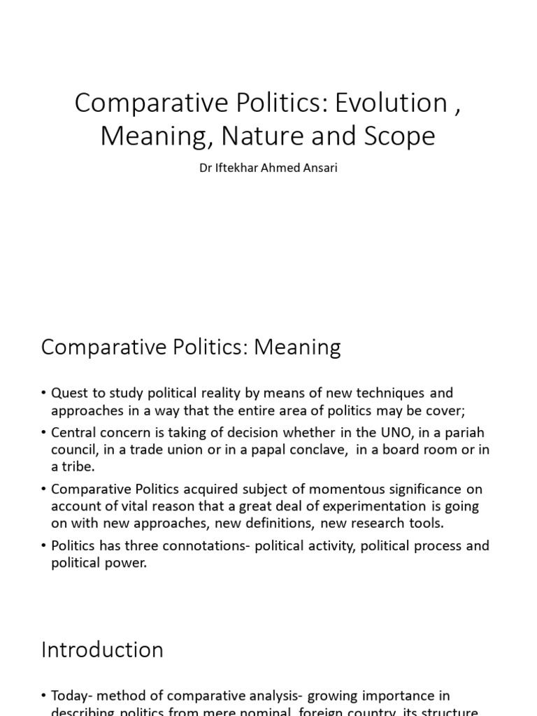 Evolution of Comparative Politics | PDF | Theory | Methodology