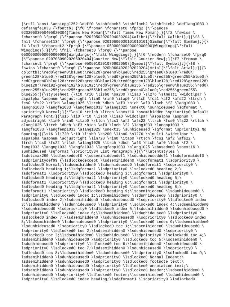 RTF Document Structure Guide | PDF | Html | Printing