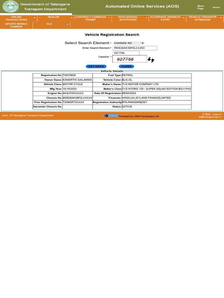 Welcome To Transport Department Government of Telangana - India ...