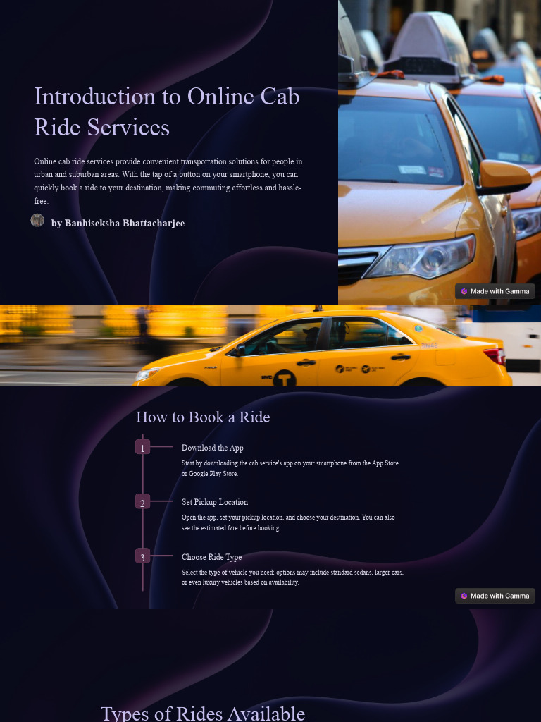 Introduction To Online Cab Ride Services | PDF | Mobile App | Cash