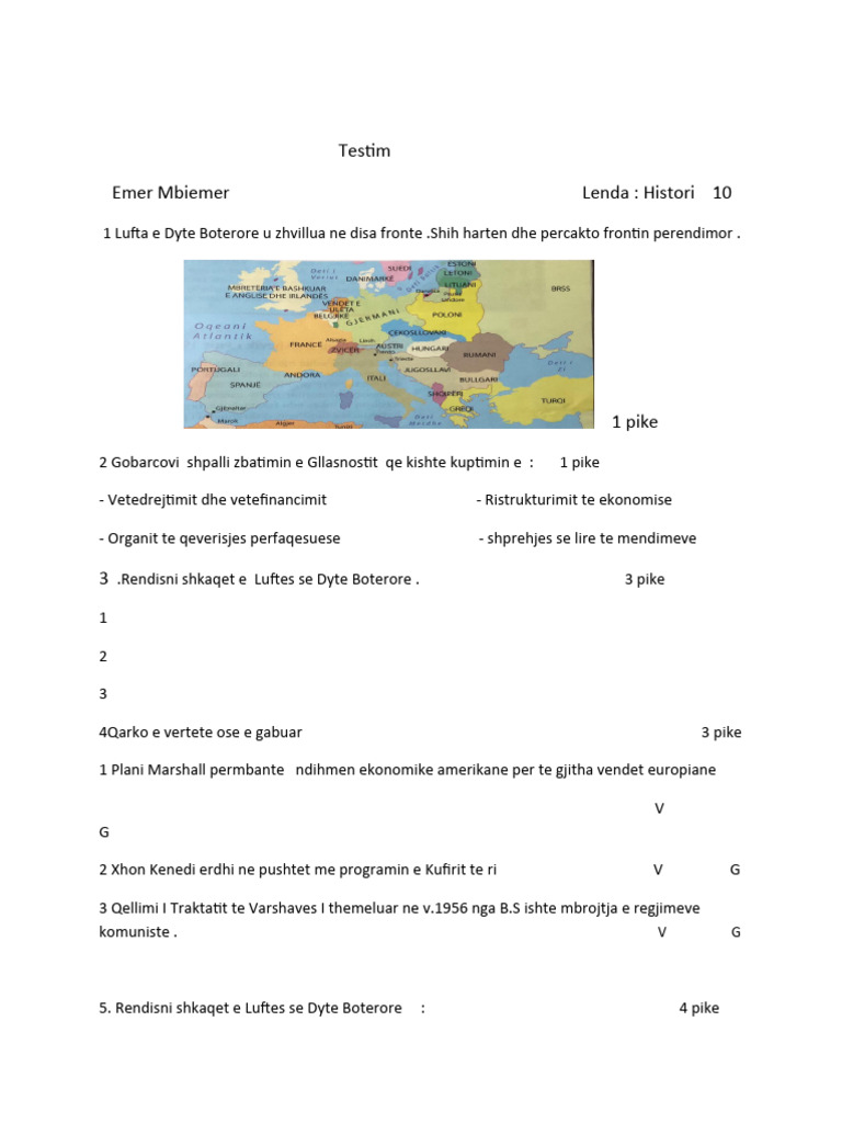 Testim Histori 10 Tremujori I Trete | PDF