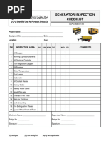 Generator Daily Inspection Checklist | PDF | Technology & Engineering