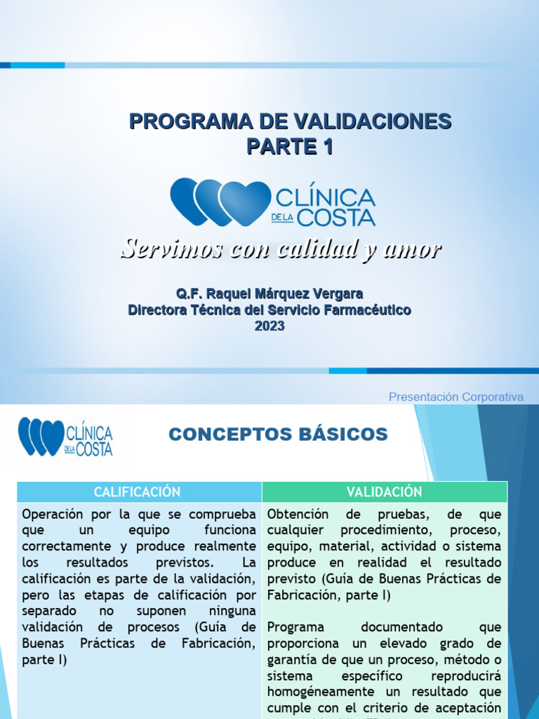 Presentación Validaciones | PDF | Calidad (comercial) | Medición