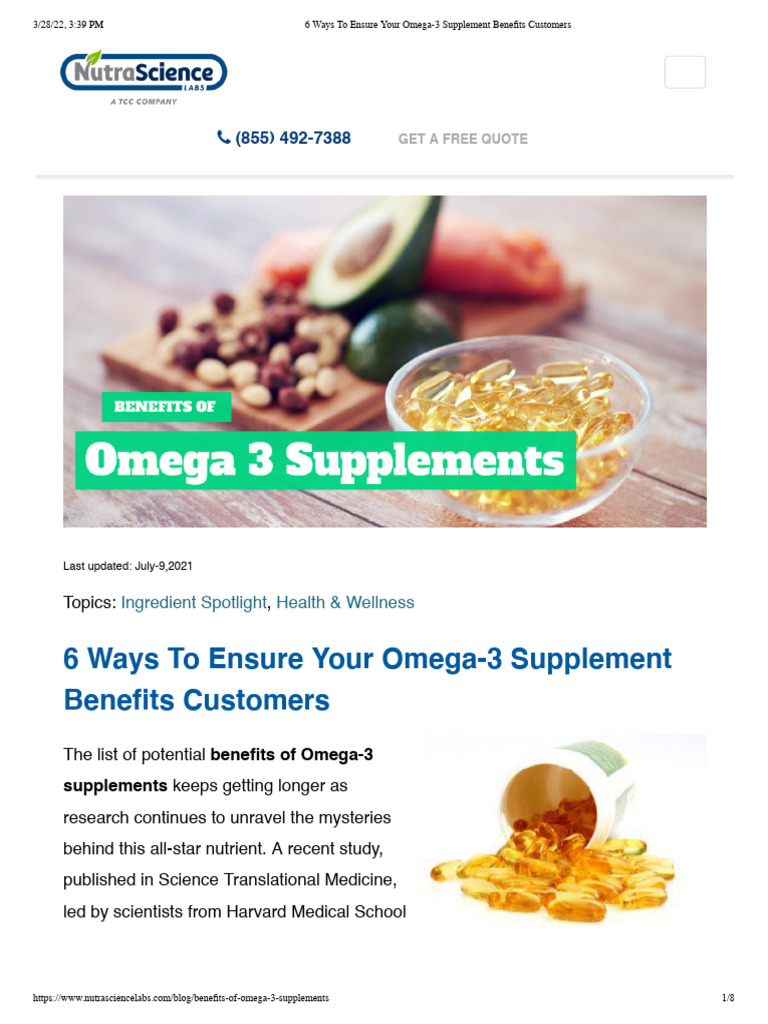 6 Ways To Ensure Your Omega-3 Supplement Benefits Customers | PDF | Omega 3 Fatty Acid | Fish Oil
