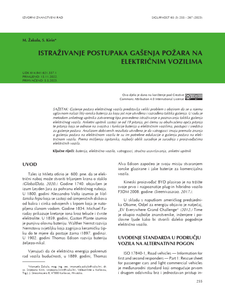 M. Žakula, S. Kirin-Gasenje Pozara Na EV | PDF