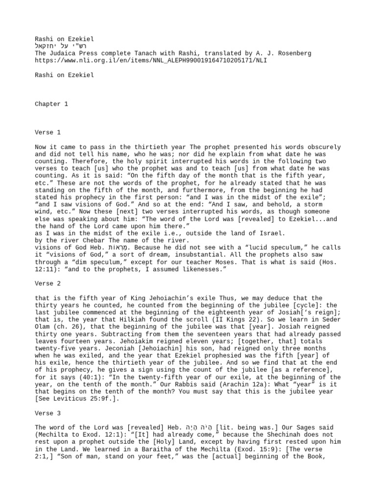 Rashi On Ezekiel - en - The Judaica Press Complete Tanach With Rashi ...