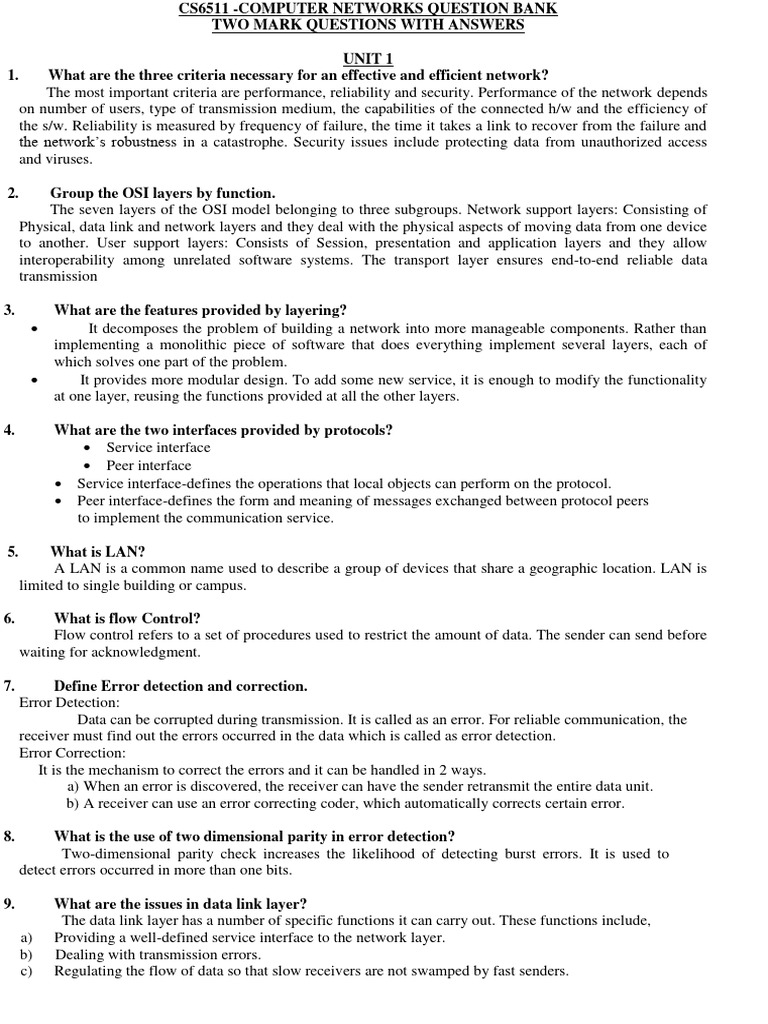 Data Communication Question Bank | PDF | Computer Network ...