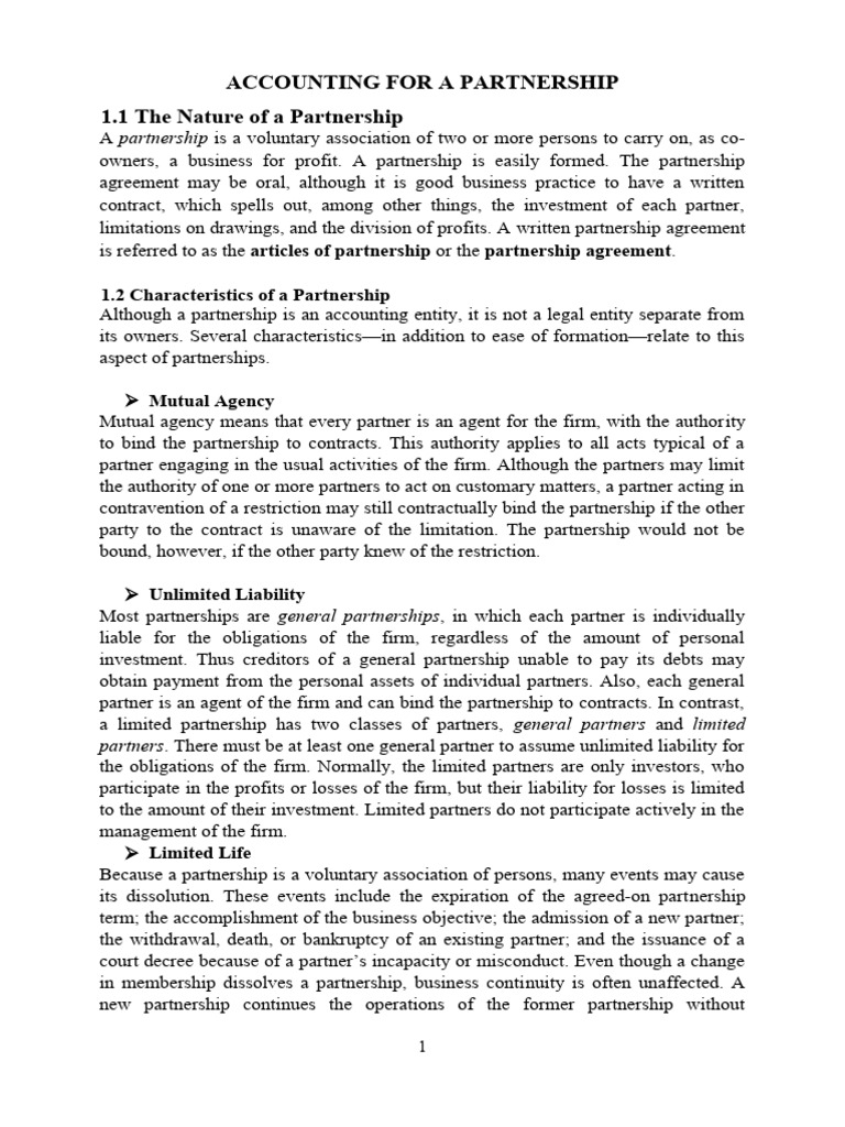 ACCOUNTING FOR A PARTNERSHIP | PDF | Debits And Credits | Partnership