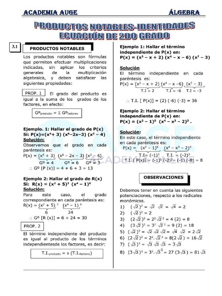 Ficha Algebra Semana 2fabian | PDF