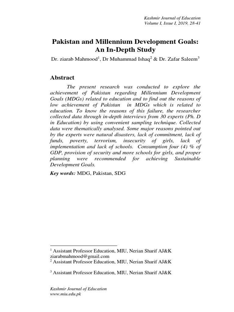 3 Pakistan and Millennium Development Goals An in Depth Study | PDF ...