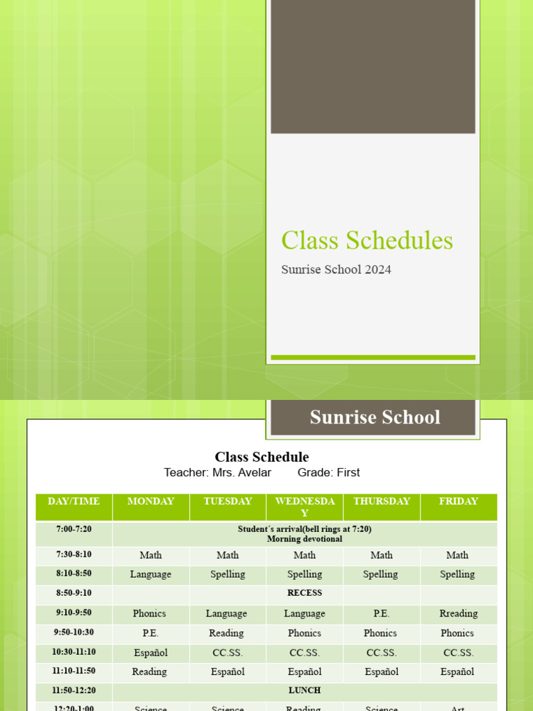 Class Schedules | PDF | Phonics | Education Theory