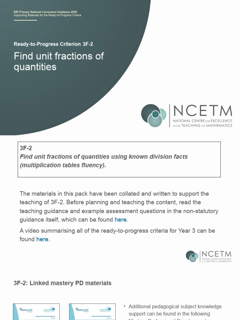 3F 2 Find Unit Fractions of Quantities | PDF | Learning | Cognition