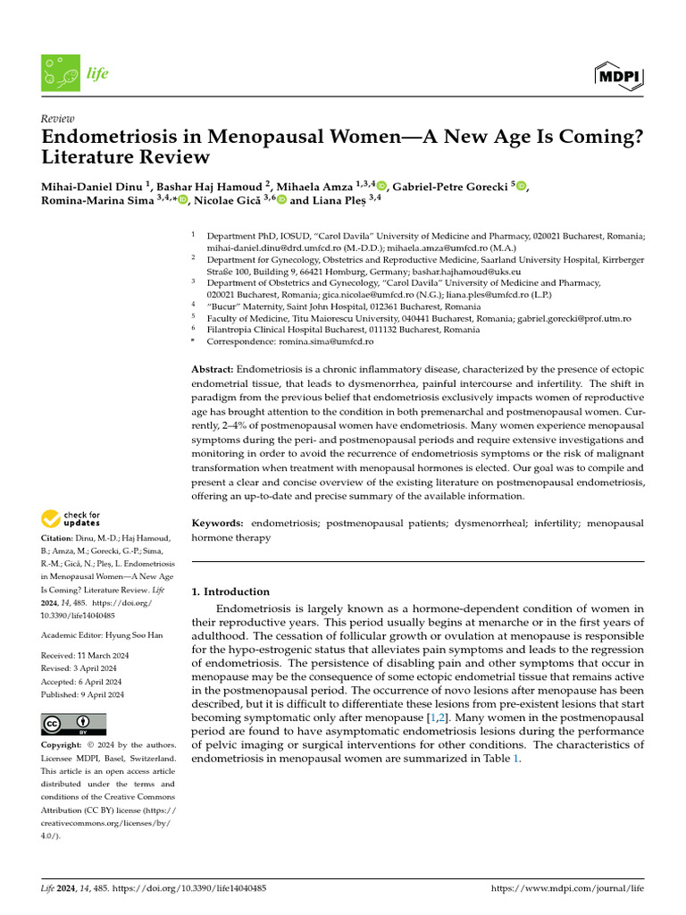 Endometriosis in Menopausal Women - A New Age Is Coming? Literature ...