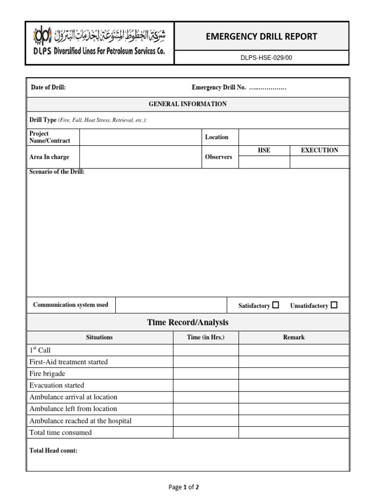 Emergency Drill Report | PDF