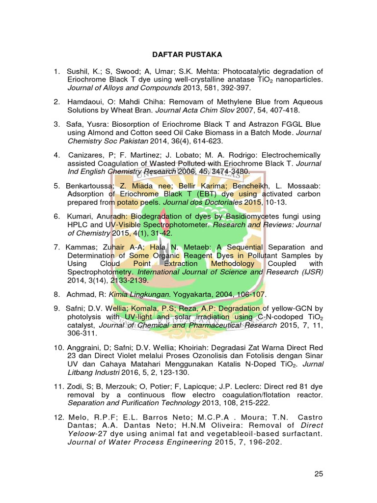 Daftar Pustaka Hazanita Jumiaty Pdf Titanium Dioxide Chemistry