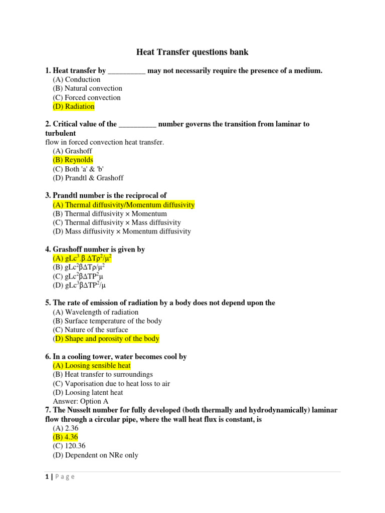 Heat Transfer Questions Bank | Download Free PDF | Heat Transfer ...