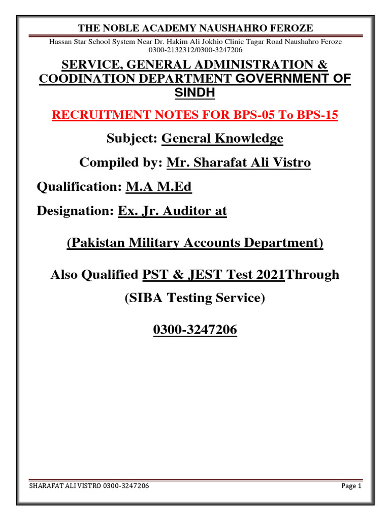 General Knowledge Recruitment Notes | PDF | All India Muslim League ...