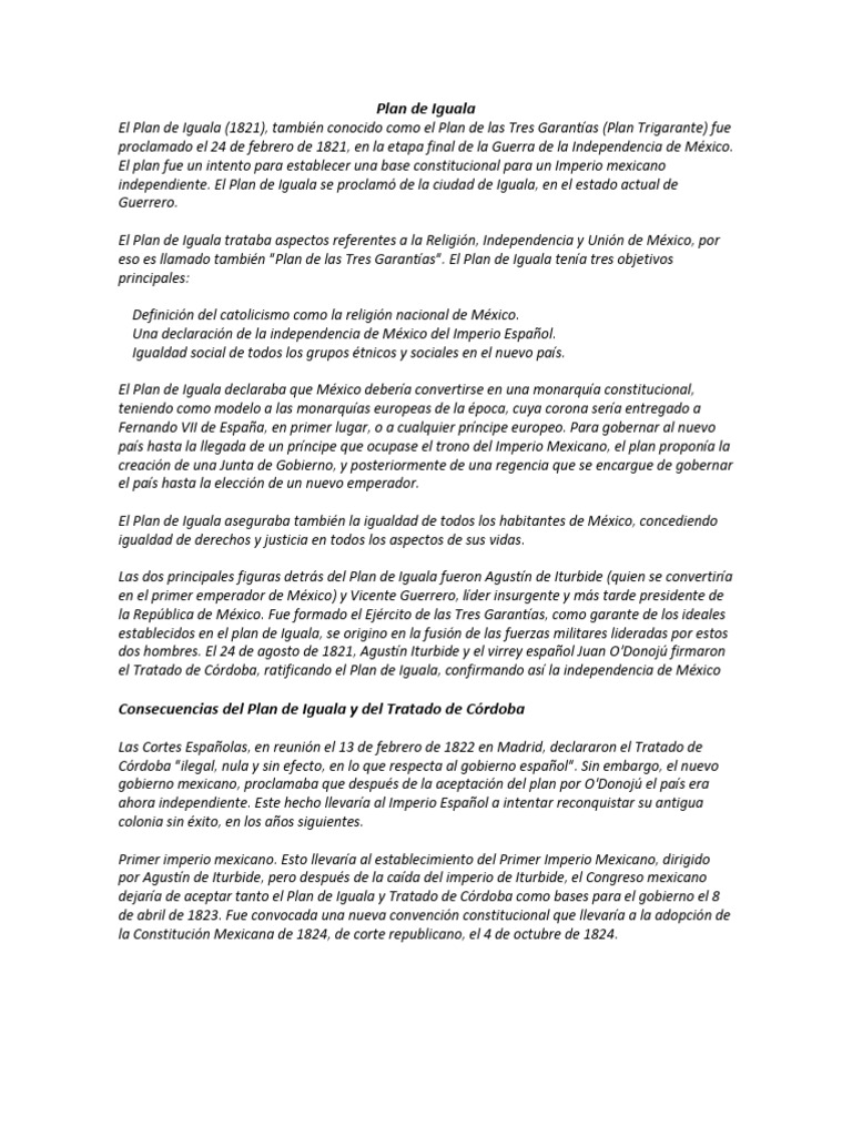 Plan de Iguala | PDF | México independiente | Gobierno
