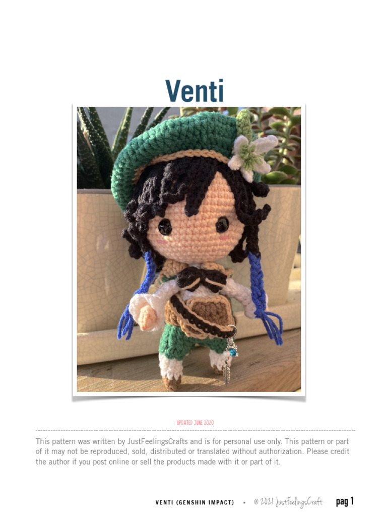 JustFeelingsCrafts Genshin Impact Venti Eng | PDF | Crochet | Clothing