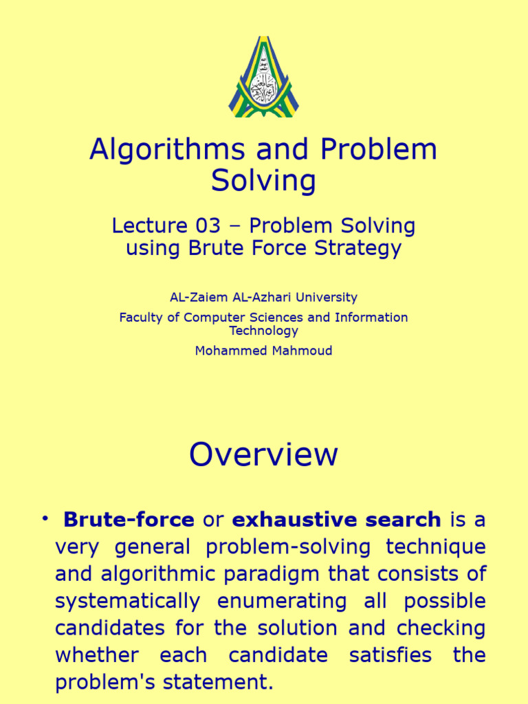 Lecture 03 - Using Brute Force | PDF | Mathematical Logic | Computer Programming