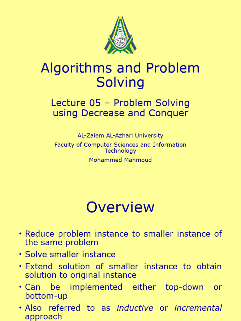 Lecture 05 Decrease And Conquer Pdf Graph Theory Applied Mathematics
