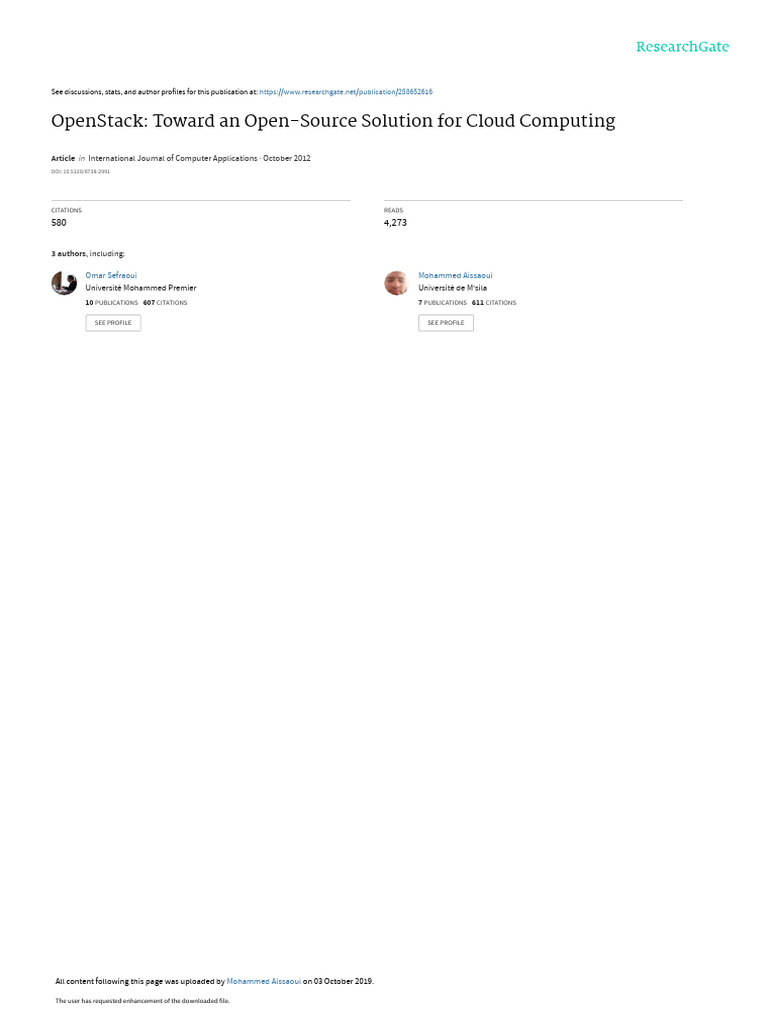 OpenStack Toward An Open-Source Solution For Cloud | PDF | Open Stack | Cloud Computing
