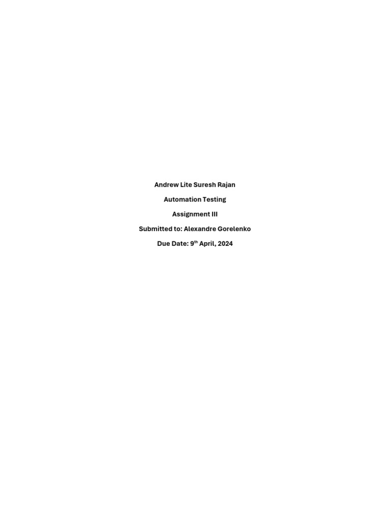 Automation Testing Assignment 3 Pdf Computer Science Software Engineering
