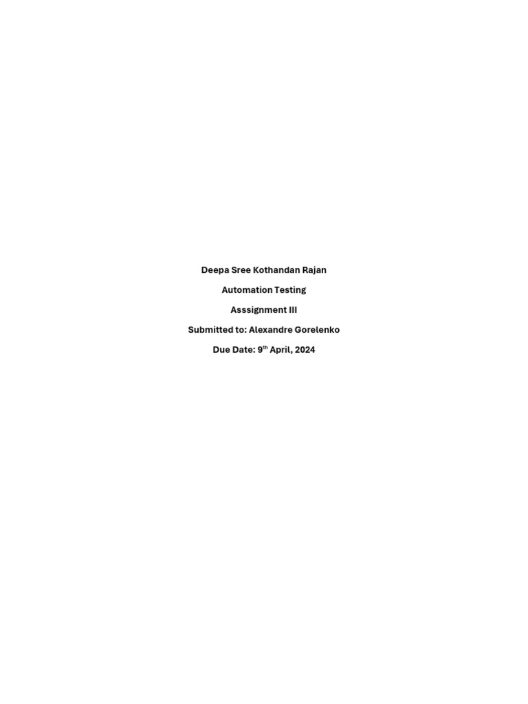 Automation Testing Assignment3 | PDF | System Software | Software ... Automation Testing Assignment3 | PDF | System Software | Software ...