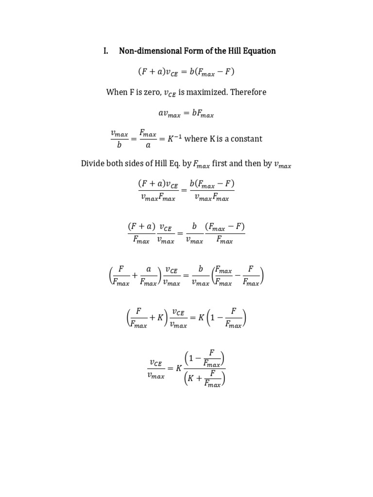 Consequences of the Hill Mode1 | PDF | Muscle Contraction | Equations