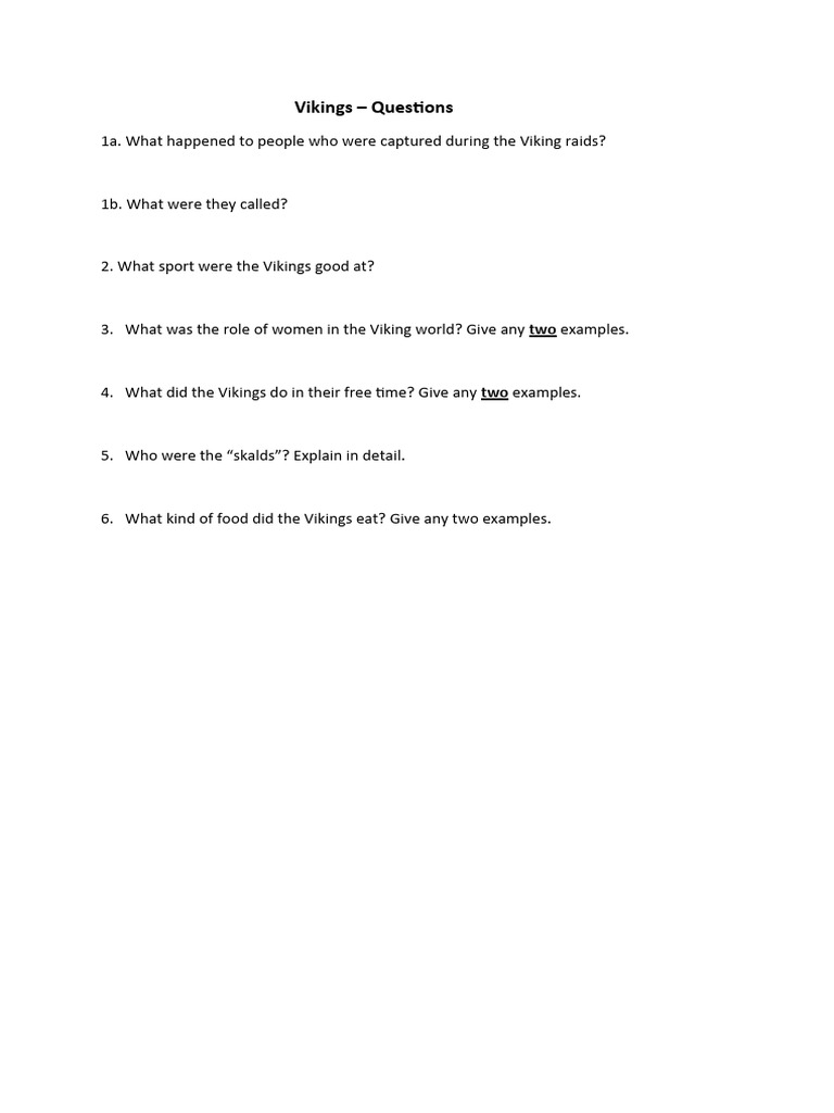 Vikings (Questions) STDS | PDF