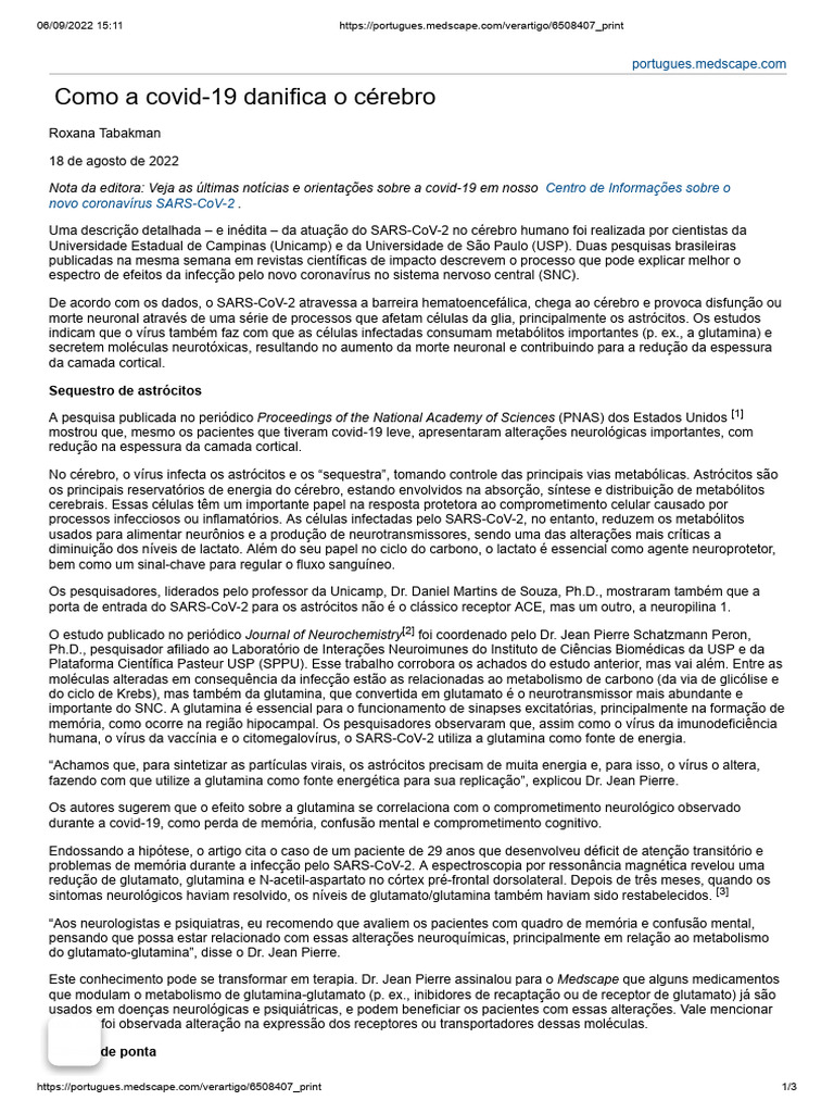 Como A Covid-19 Danifica o C Rebro | PDF | Vírus | Cérebro
