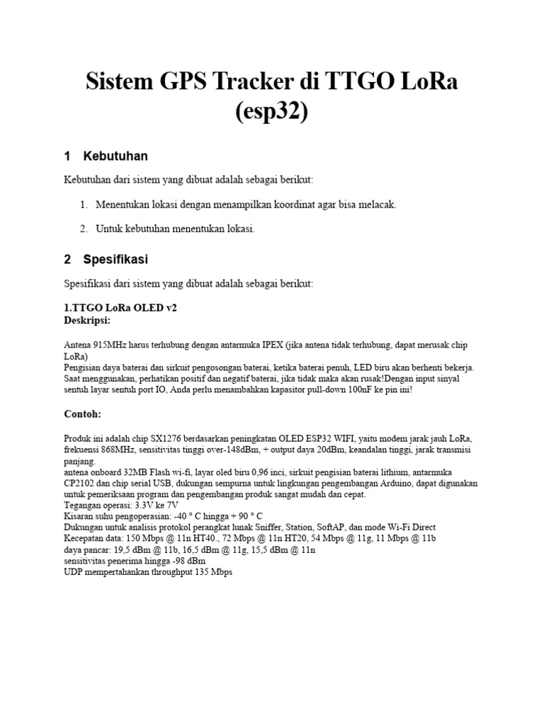 Desain Sistem GPS Module New TTGO Lora | PDF