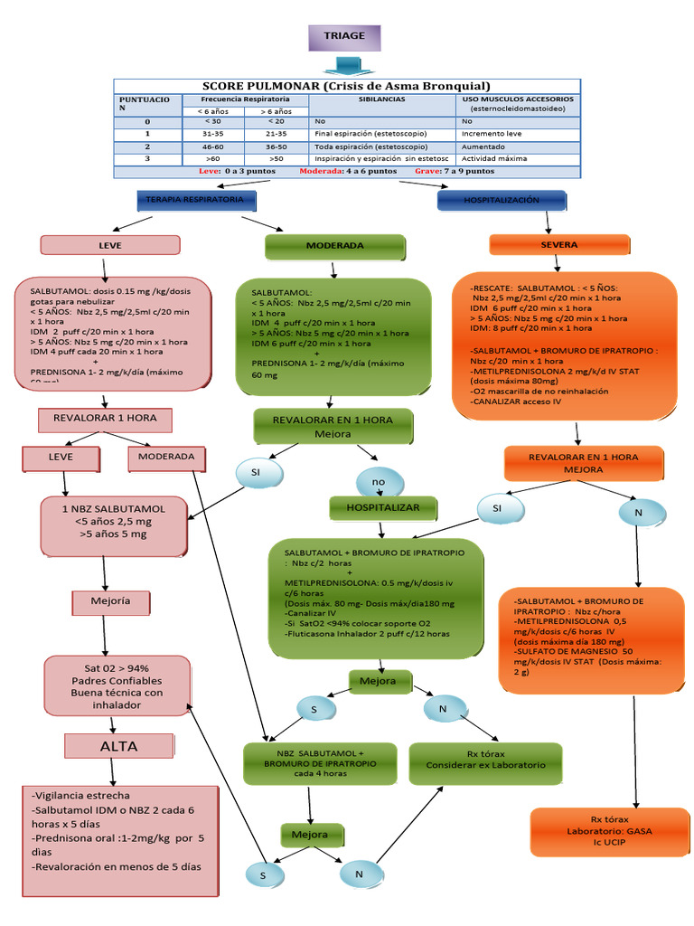 Algoritmo (4 Revision) Crisis Asma Bronquial | PDF | Medicina | Drogas