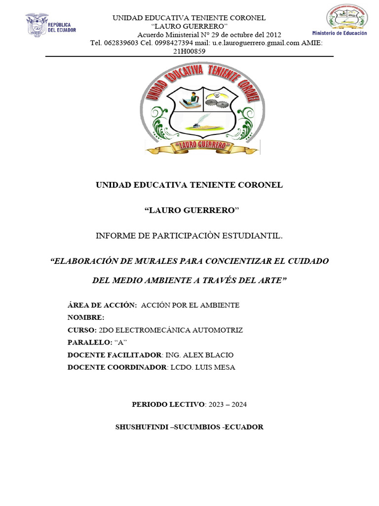 Formato de Participación Estudiantil 2dos Electro | PDF | Entorno natural | Ciencias de la Tierra
