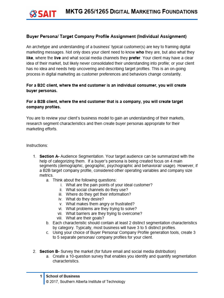 Buyer Persona_ Target Company Profile Assignment | PDF | Marketing ...