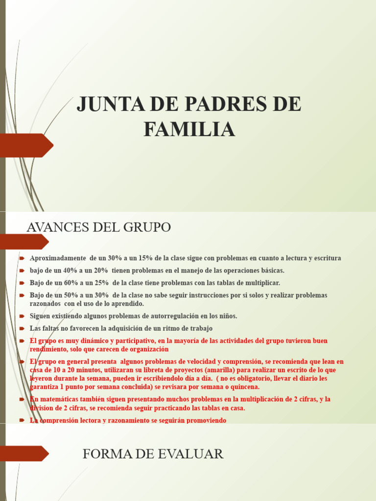 JUNTA DE PADRES DE FAMILIA 2do TRIMESTRE 2023 | PDF
