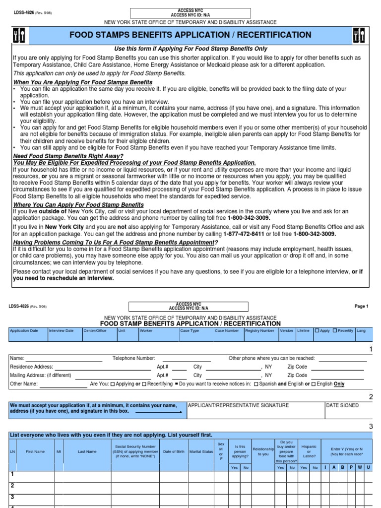 Food Stamps Application | Download Free PDF | Supplemental Nutrition ...