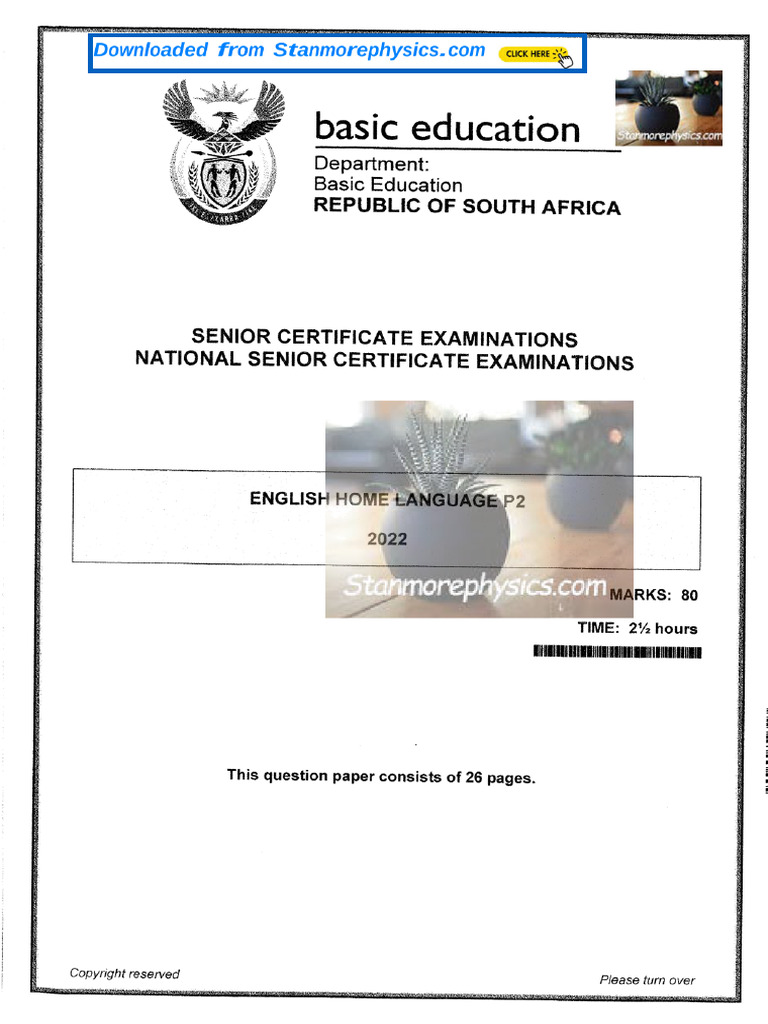 English HL NSC Grade 12 June 2022 P2 Only | PDF