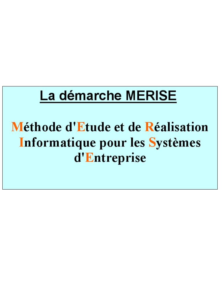 Merise Partie1 | PDF | Développement de logiciel | Gestion informatique