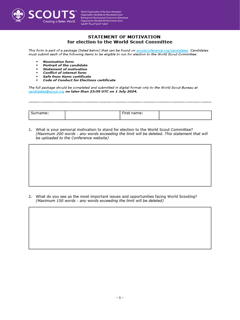 Candidates Motivation Statement - en | PDF